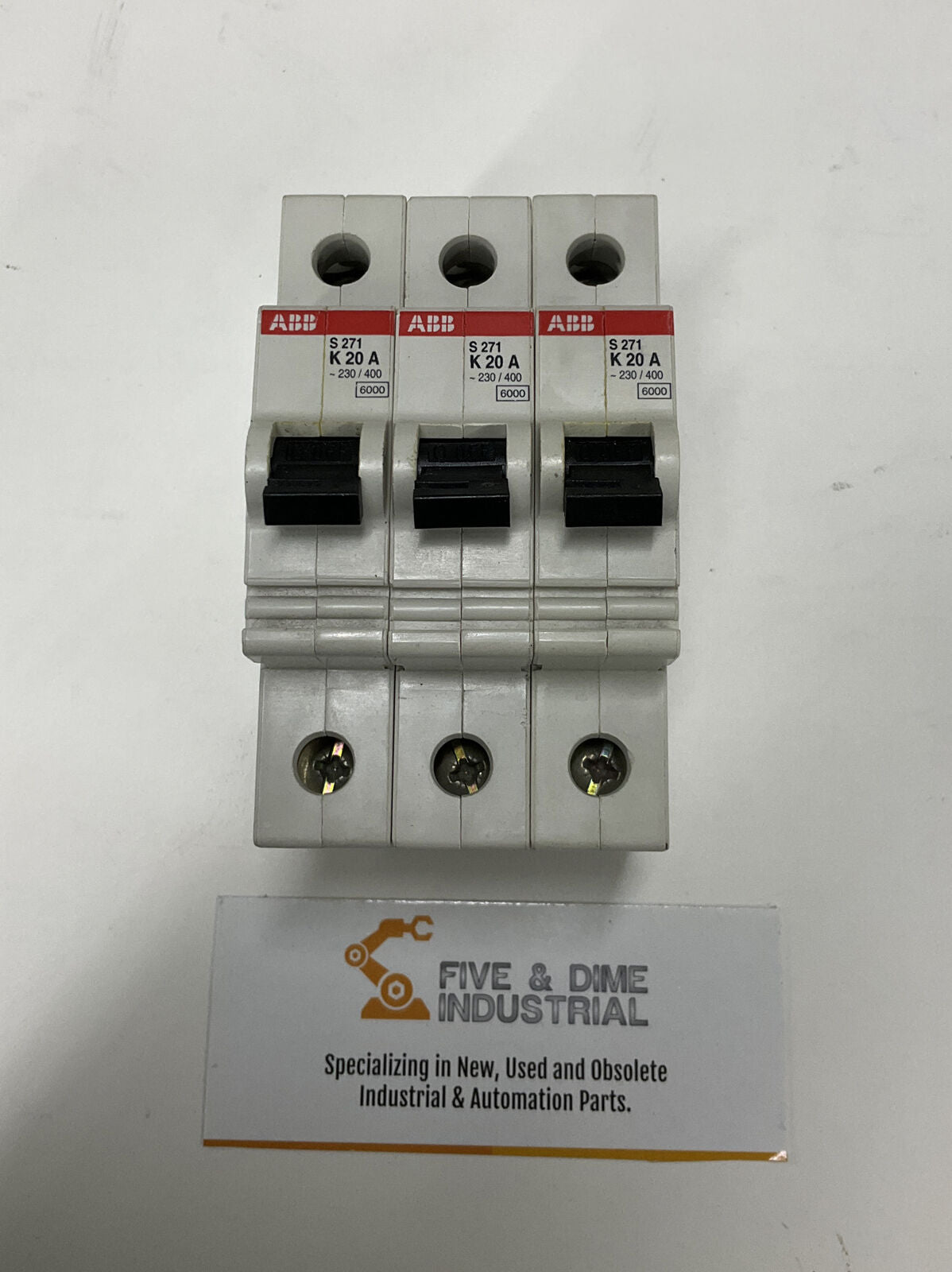 ABB S271-K20A Lot of 3 Circuit Breakers 20-Amp, 1-Pole 240 VAC Din Rai | Five and Dime ...