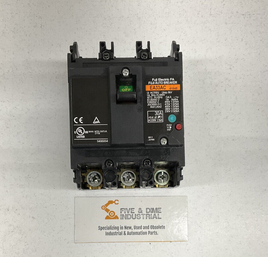 Fuji Electric EA33AC-030 Circuit Breaker Motor Disconnect 30A 3P | Five ...
