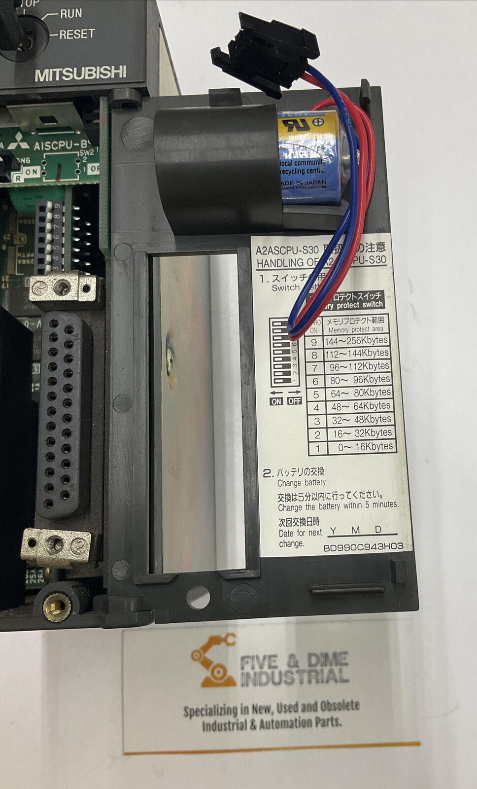 Mitsubishi A2ASCPU-S30 CPU PLC, 30k Step Processor w/ Key | Five and Dime Industrial LLC