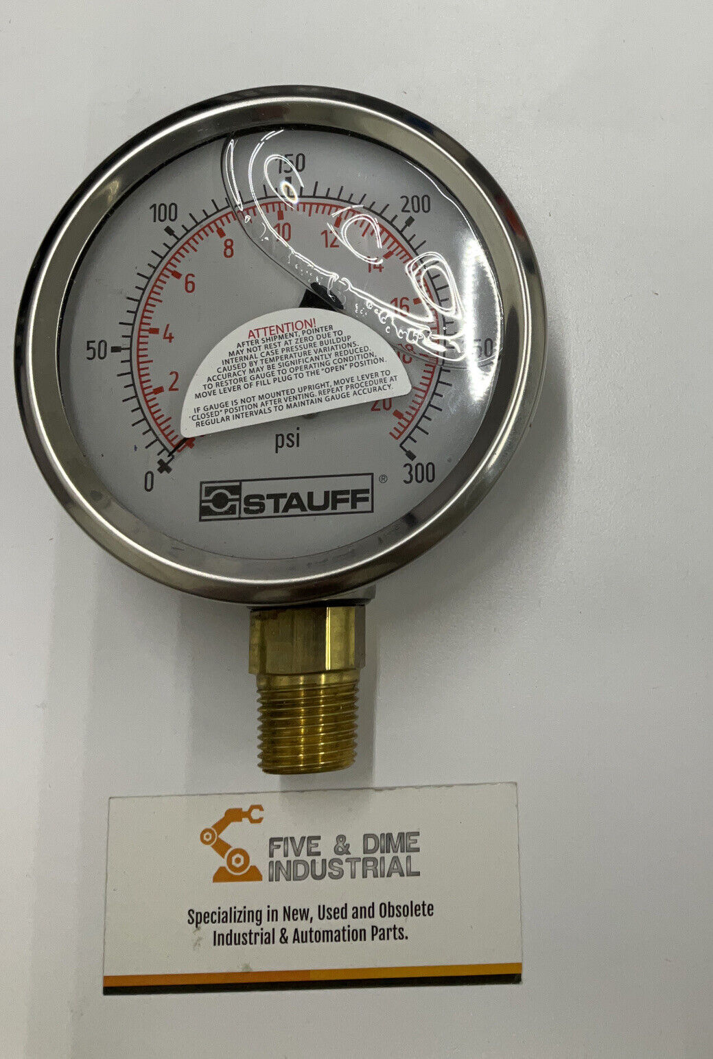 Stauff STNA50683 SPG-100-00300-5-S-N08 Fluid Filled Pressure Gauge 300 ...